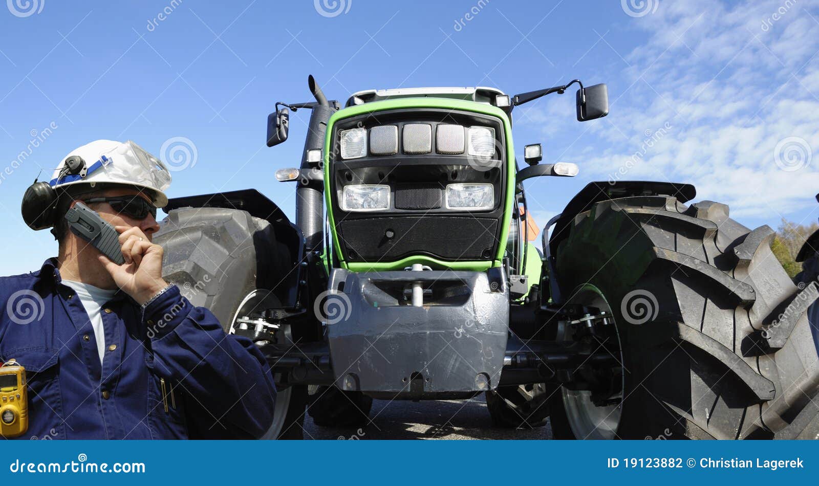 Truck, tractor and driver stock photo. Image of helmet - 19123882