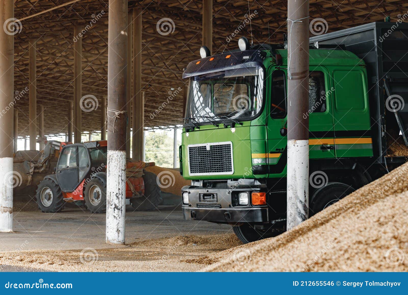 Truck and Tractor on a Farm Parking Stock Photo - Image of outdoors ...