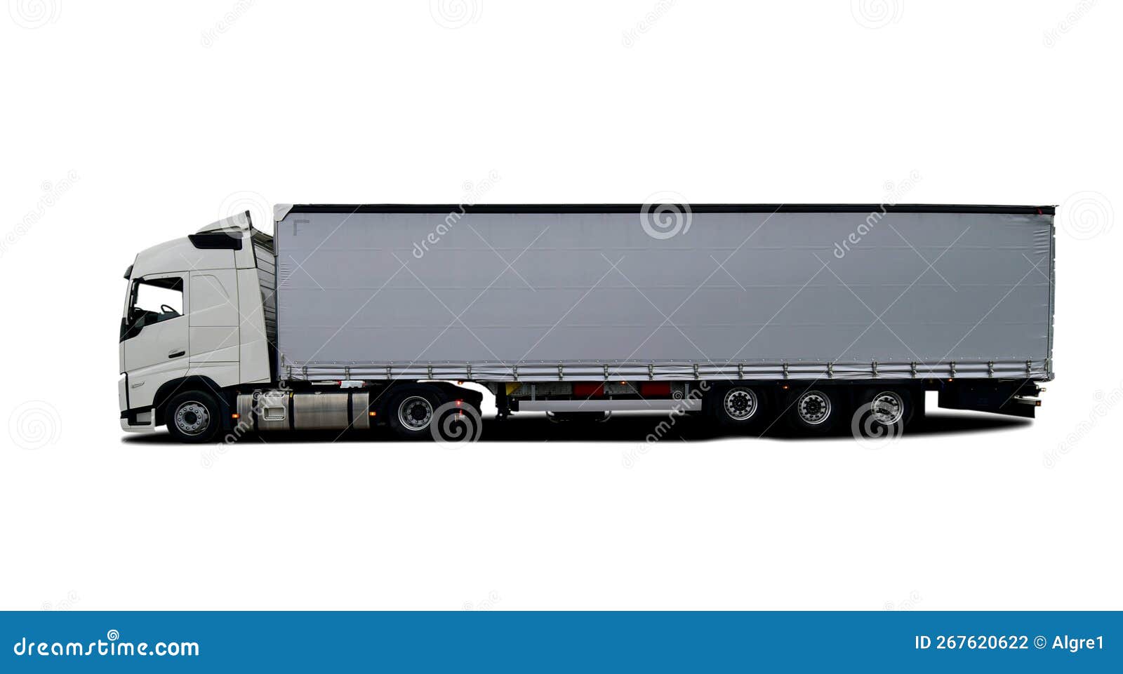 Truck Tractor with Semi Trailer on a White Surface Stock Photo - Image ...