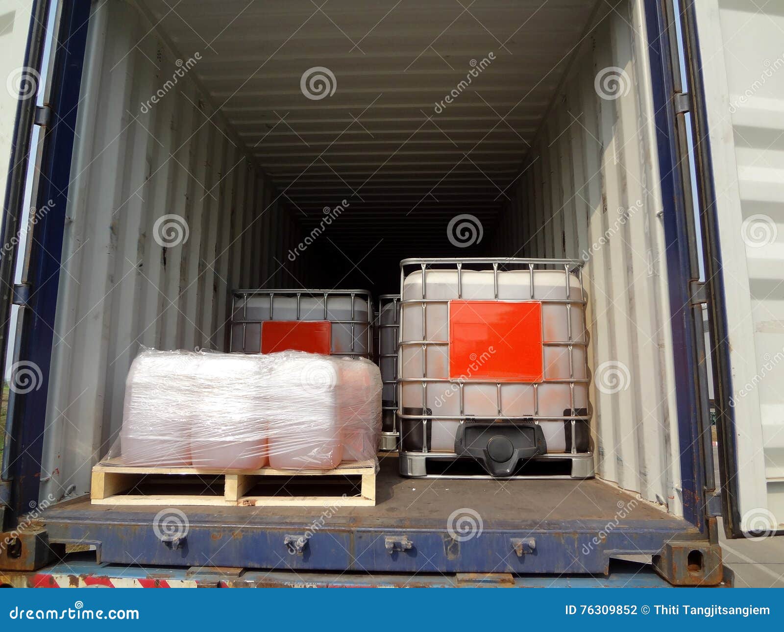 Truck Trailer with Chemical Container Stock Photo - Image of delivery ...
