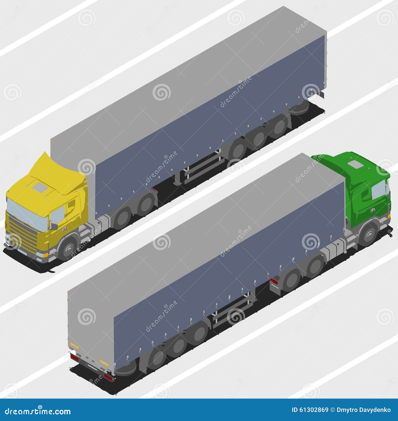 Truck with Trailer for Isometric World Stock Vector - Illustration of ...