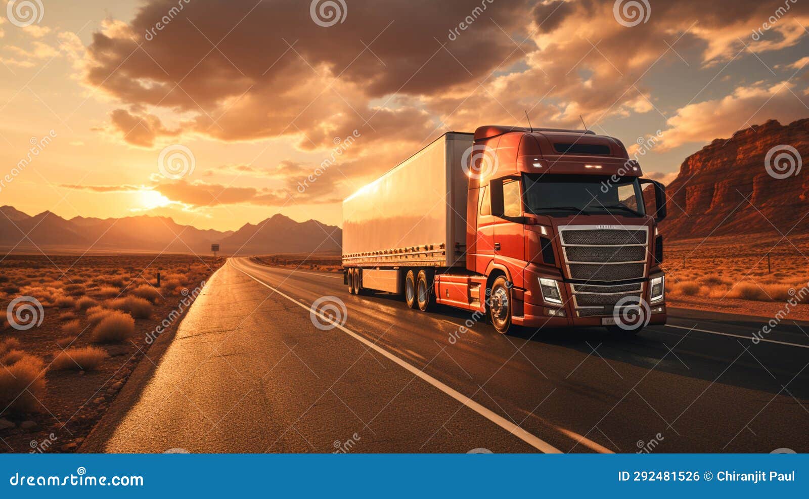 A Truck with a Trailer on the Road Stock Photo - Image of delivery ...