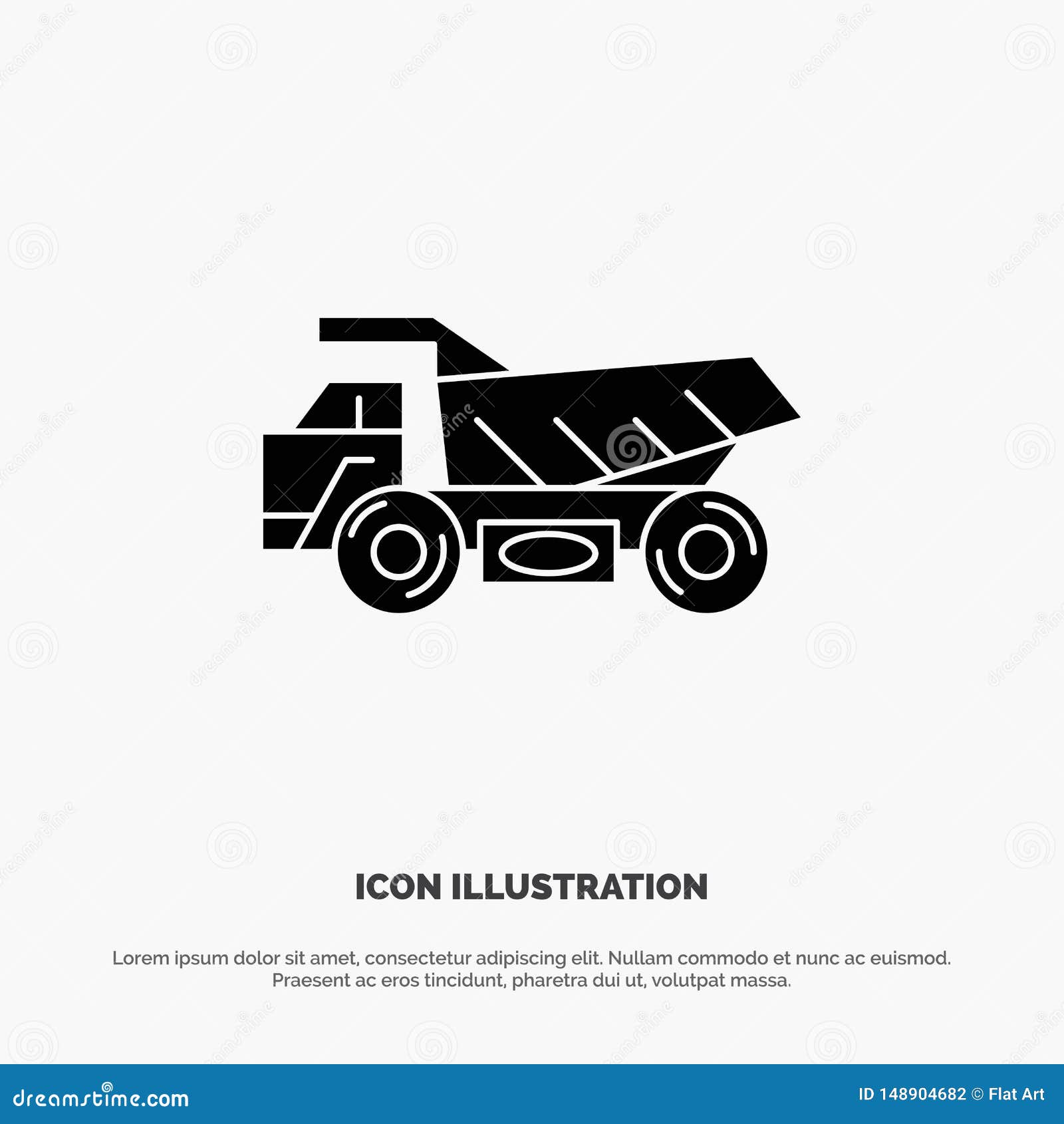 Truck, Trailer, Transport, Construction Solid Glyph Icon Vector Stock ...