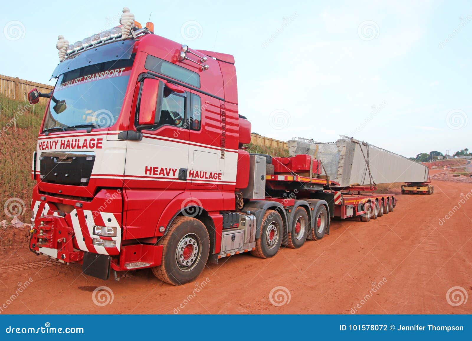 Truck Transporting Concrete Beam Stock Photo - Image of beams, concrete ...
