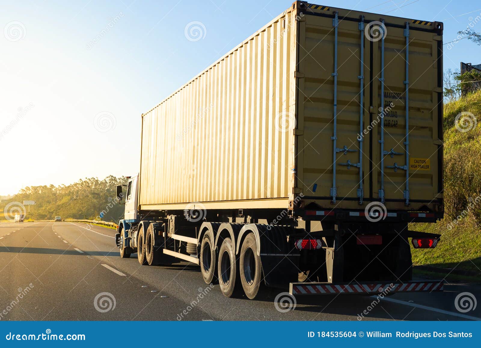 Truck Transporting Container on the Road Stock Photo - Image of lorry ...