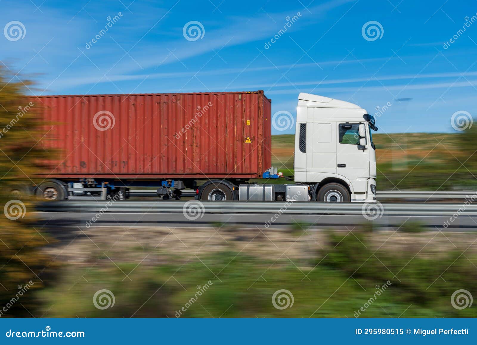 Truck Transporting a Container with a Speed Effect and the Rest of the ...