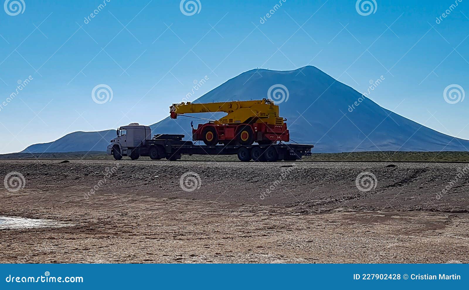 Truck Transporting a Crane on the Road Stock Photo - Image of turntable ...