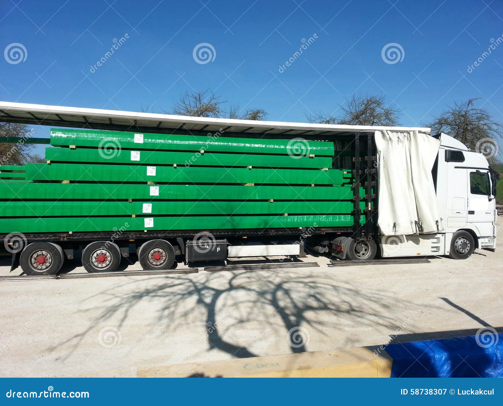 Truck Transporting Lumber -packaged Planks Stock Image - Image of ...