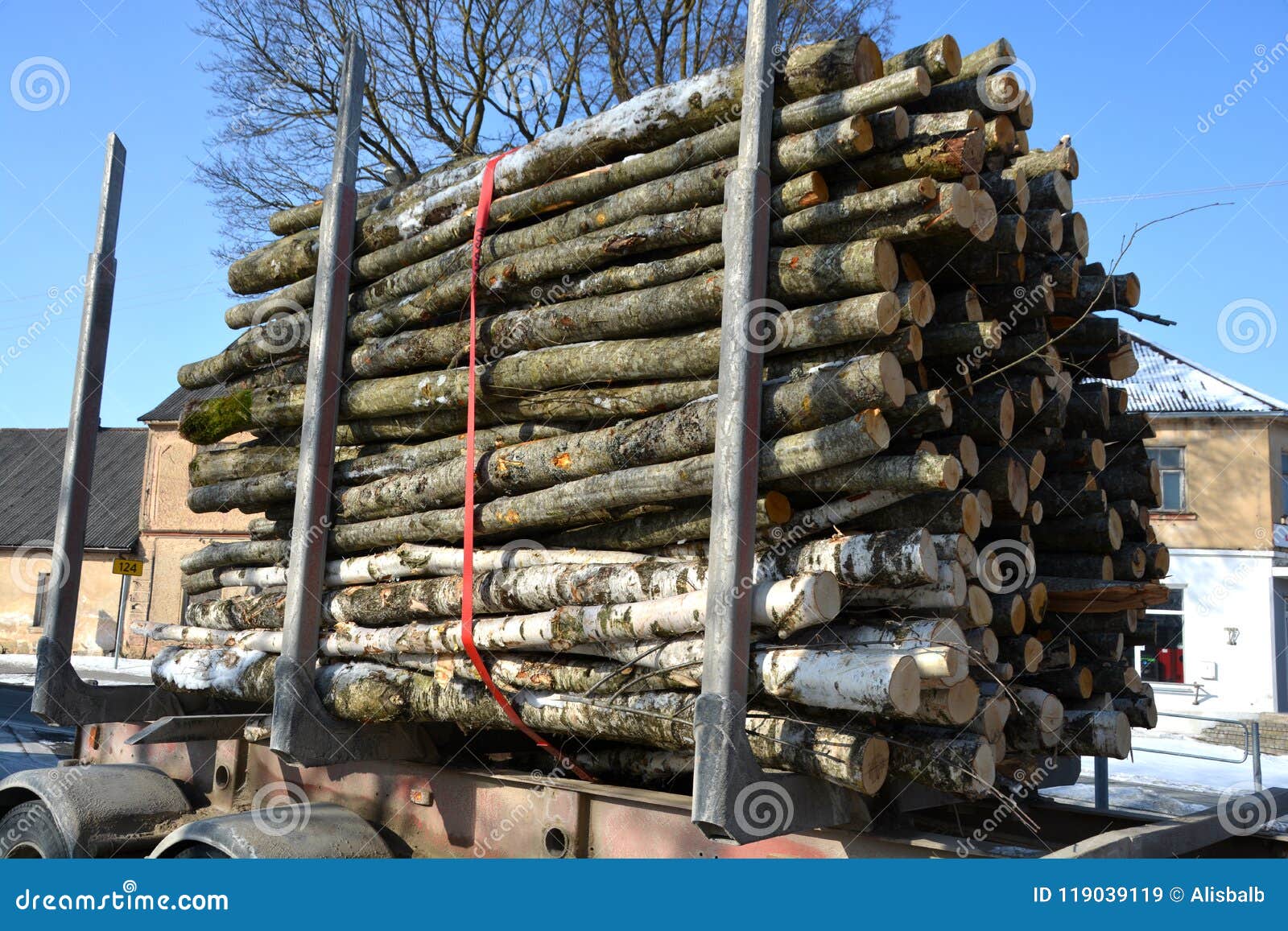 Truck Transporting Timber Wood Stack Stock Image - Image of delivery ...