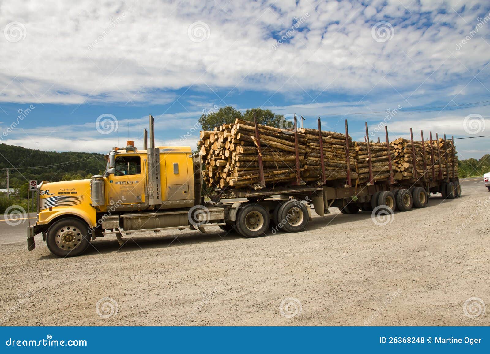 Truck transporting Wood. editorial stock photo. Image of carriage ...