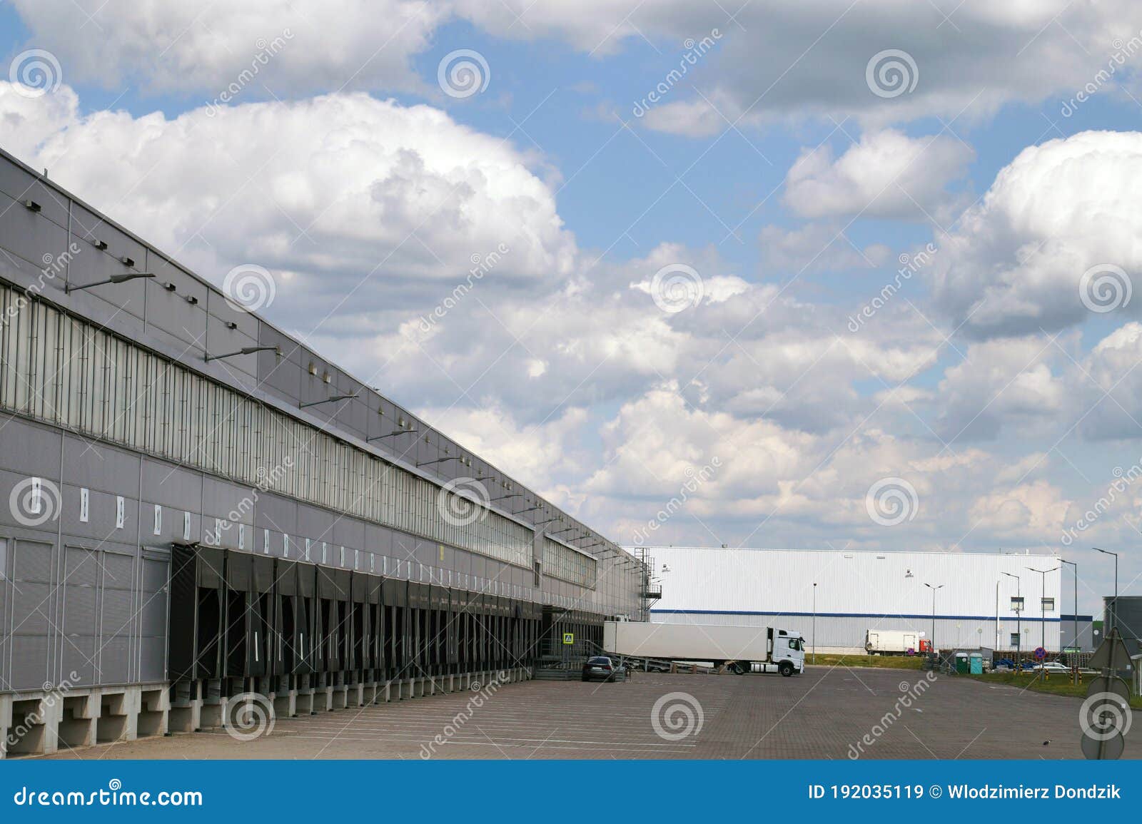 A Truck during Unloading in a Distribution Center. Place Loading and ...
