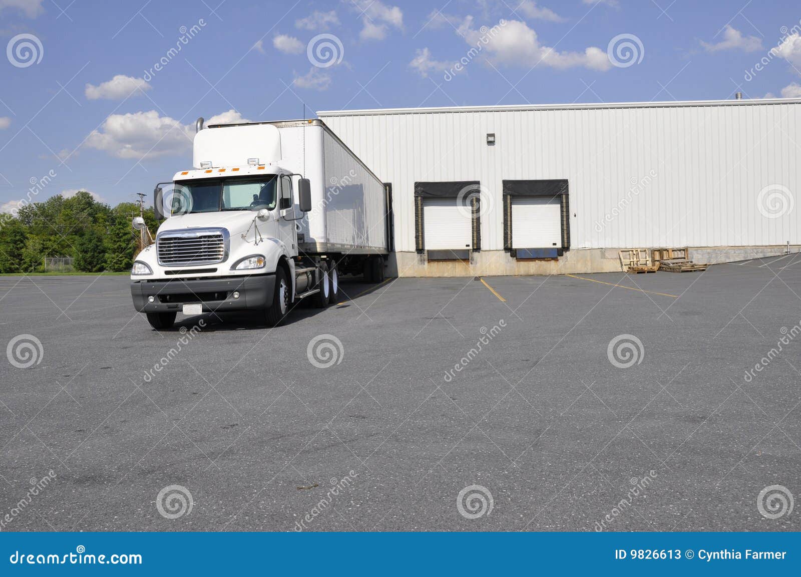 A Truck During Unloading In A Distribution Center. Place Loading And ...