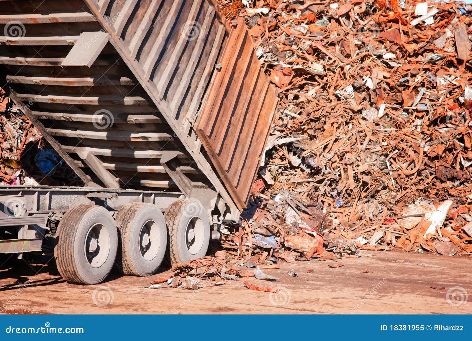 Truck Unloading Metal Scrap Stock Image - Image of obsolete, garbage ...