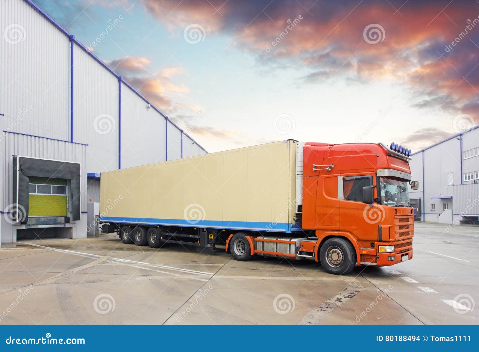 Truck in Unloading in Warehouse Stock Photo - Image of distribution ...