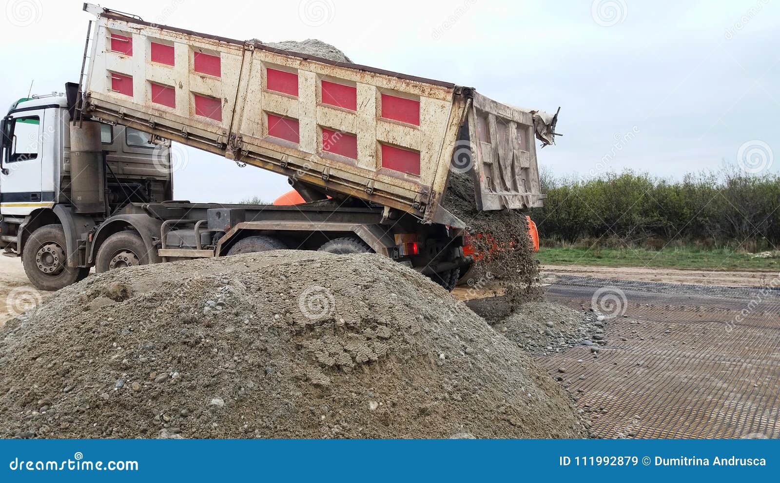 Truck unload gravel stock image. Image of gravel, heavy - 111992879