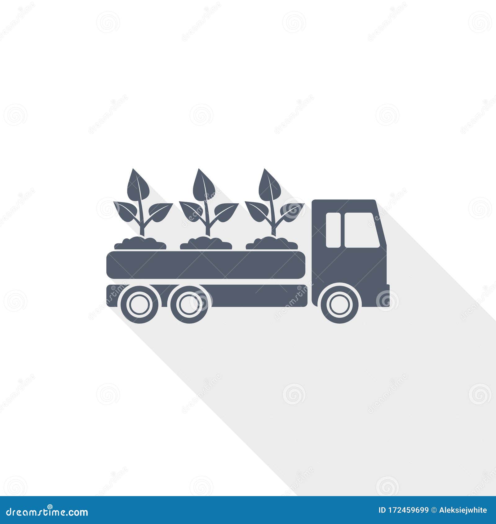 Truck Vector Icon, Plants and Trees Delivery Concept Flat Design ...