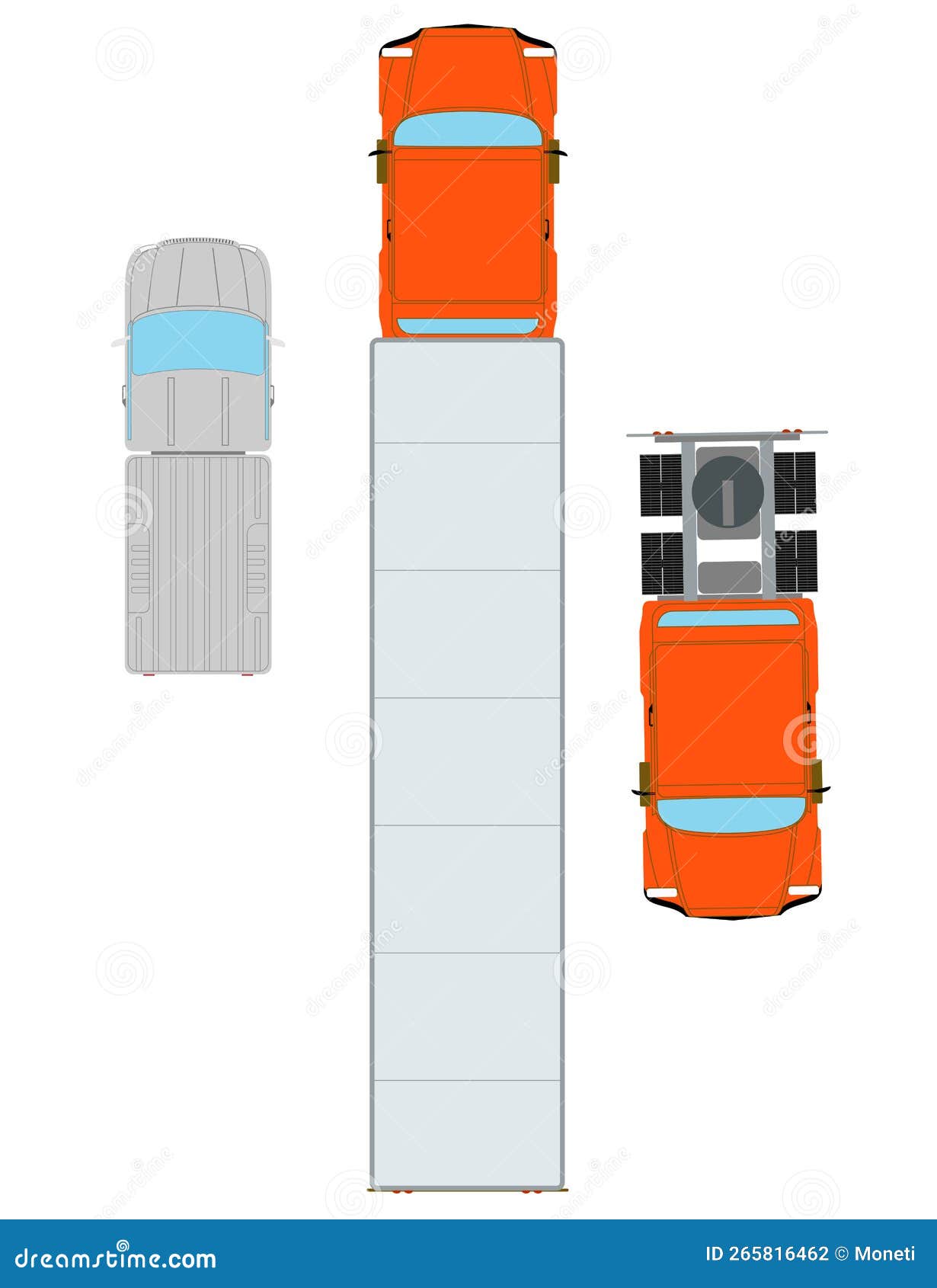 Truck View Top. Flat Style Vector Illustration Set. Stock Vector ...