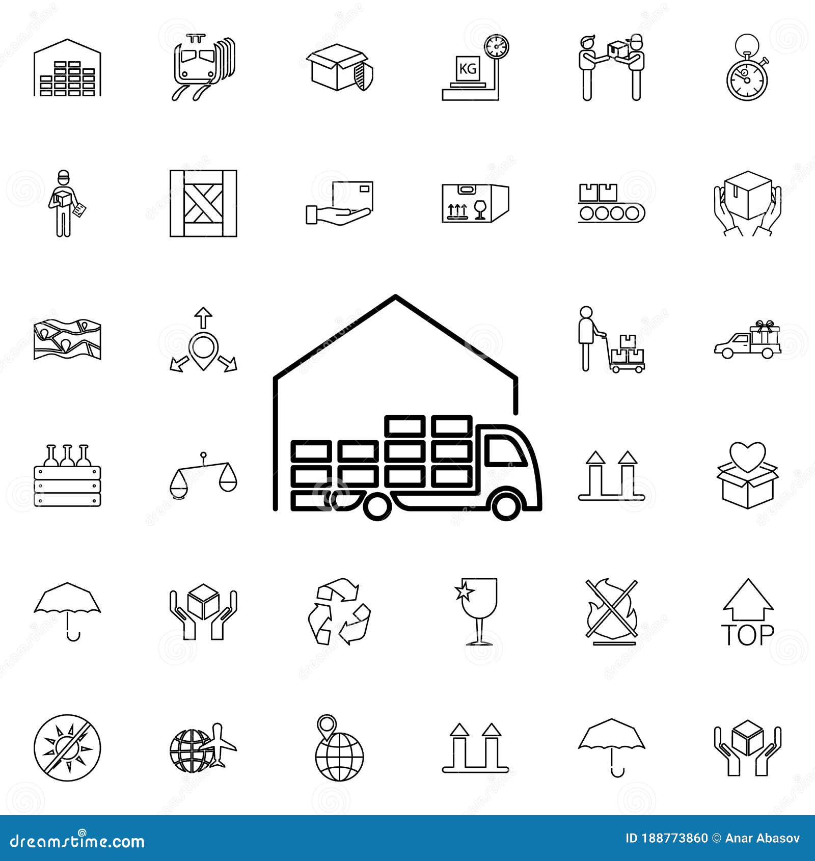Truck in Warehouse Icon. Universal Set of Cargo Logistic for Website ...