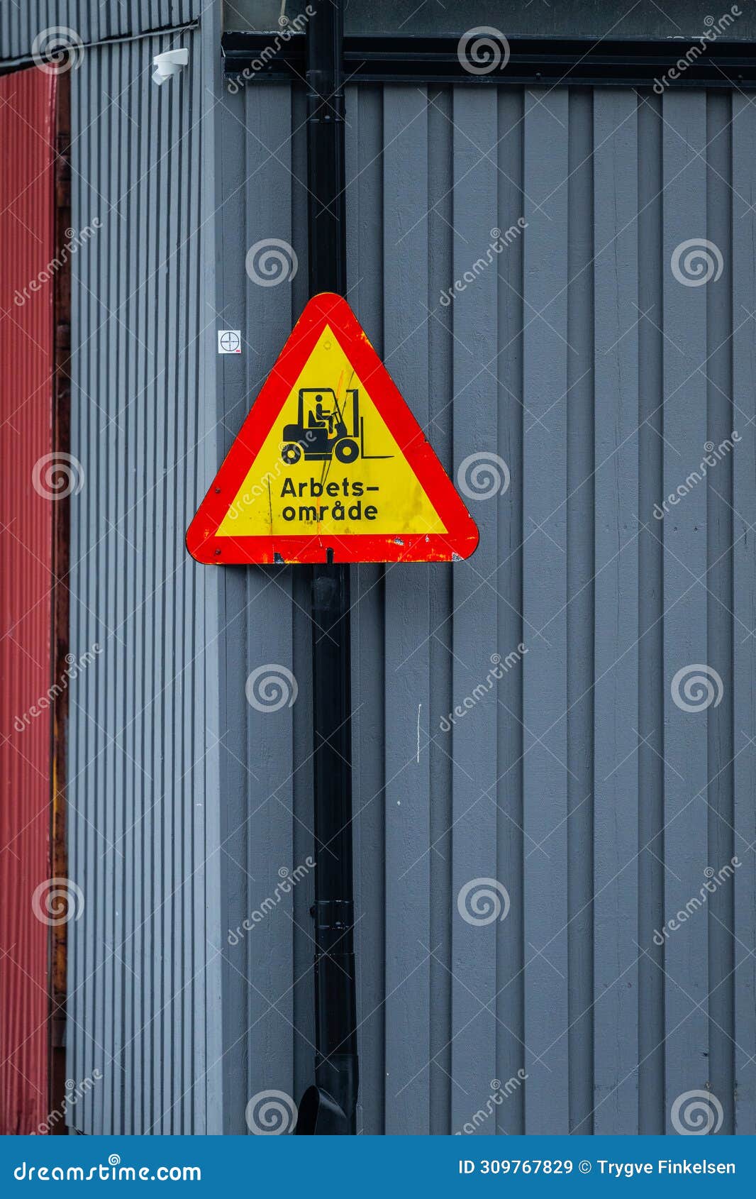 Truck Warning Sign by a Workshop.. Stock Image - Image of working ...