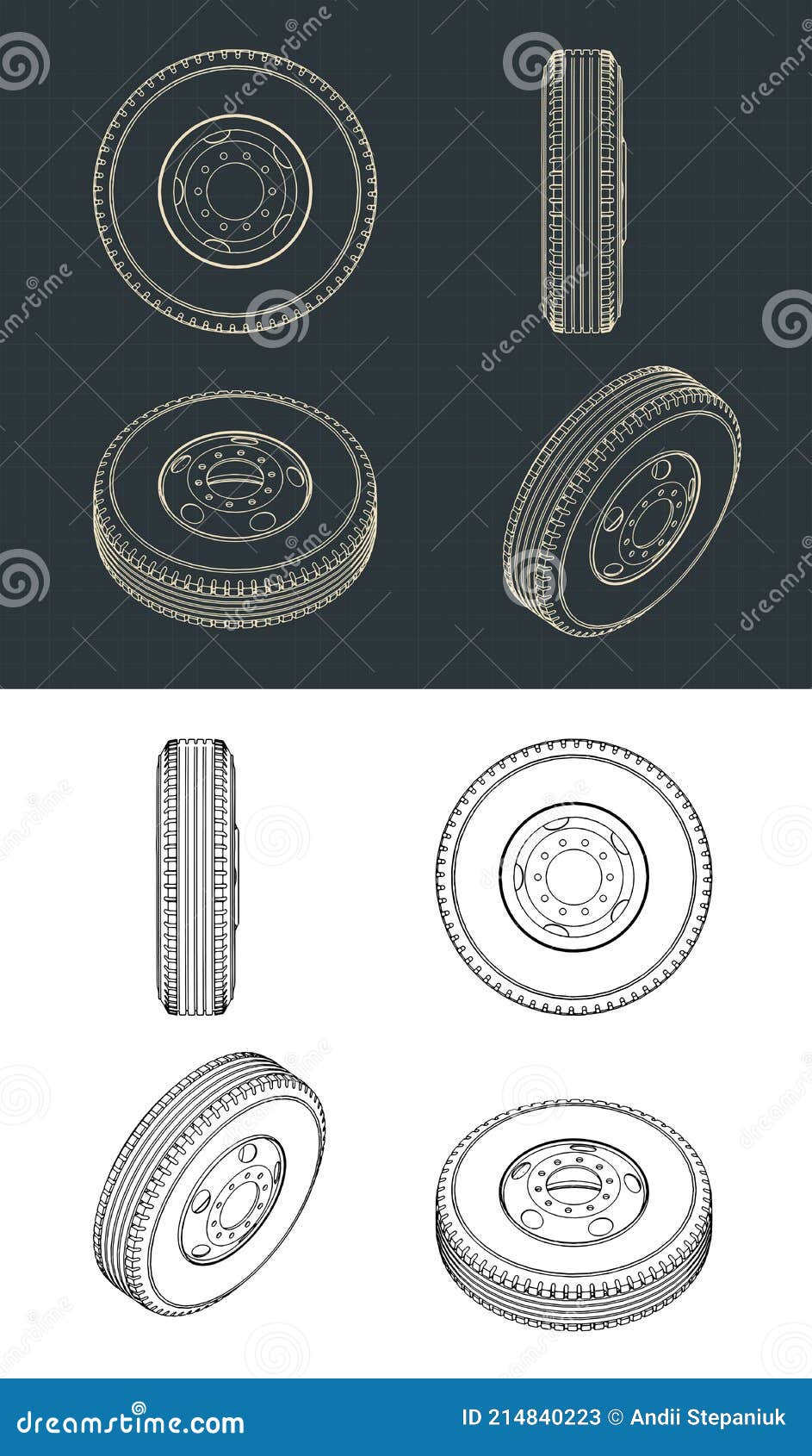 Truck Wheel Blueprints stock vector. Illustration of logistics - 214840223