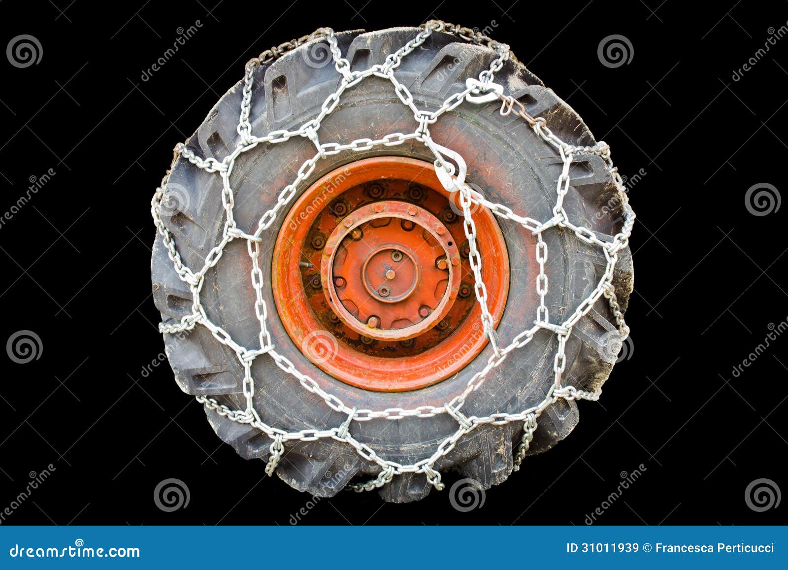 Truck wheel with chains stock image. Image of black, outdoor - 31011939