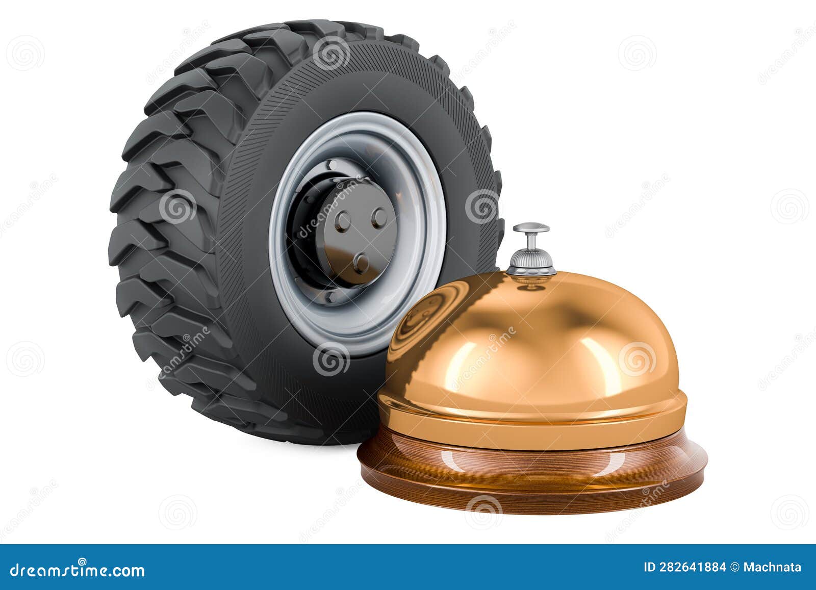 Truck Wheel with Reception Bell. 3D Rendering Stock Illustration ...
