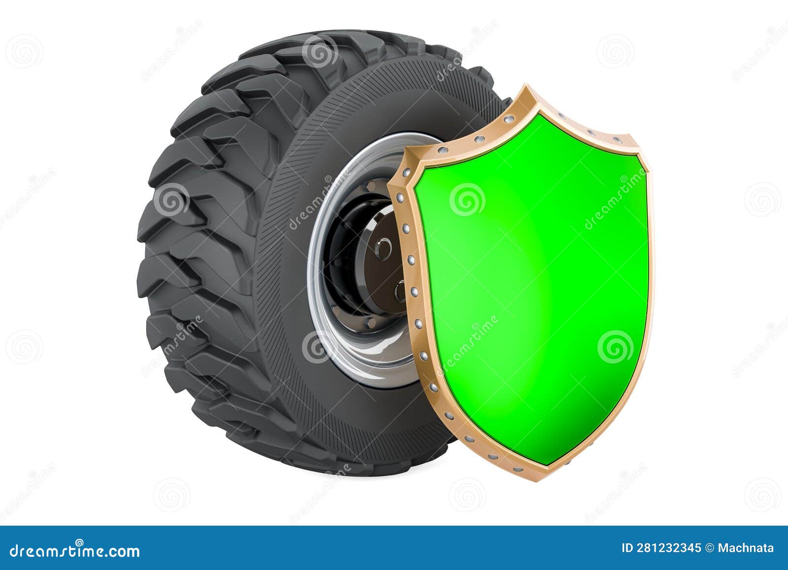 Truck Wheel with Shield. 3D Rendering Stock Illustration - Illustration ...
