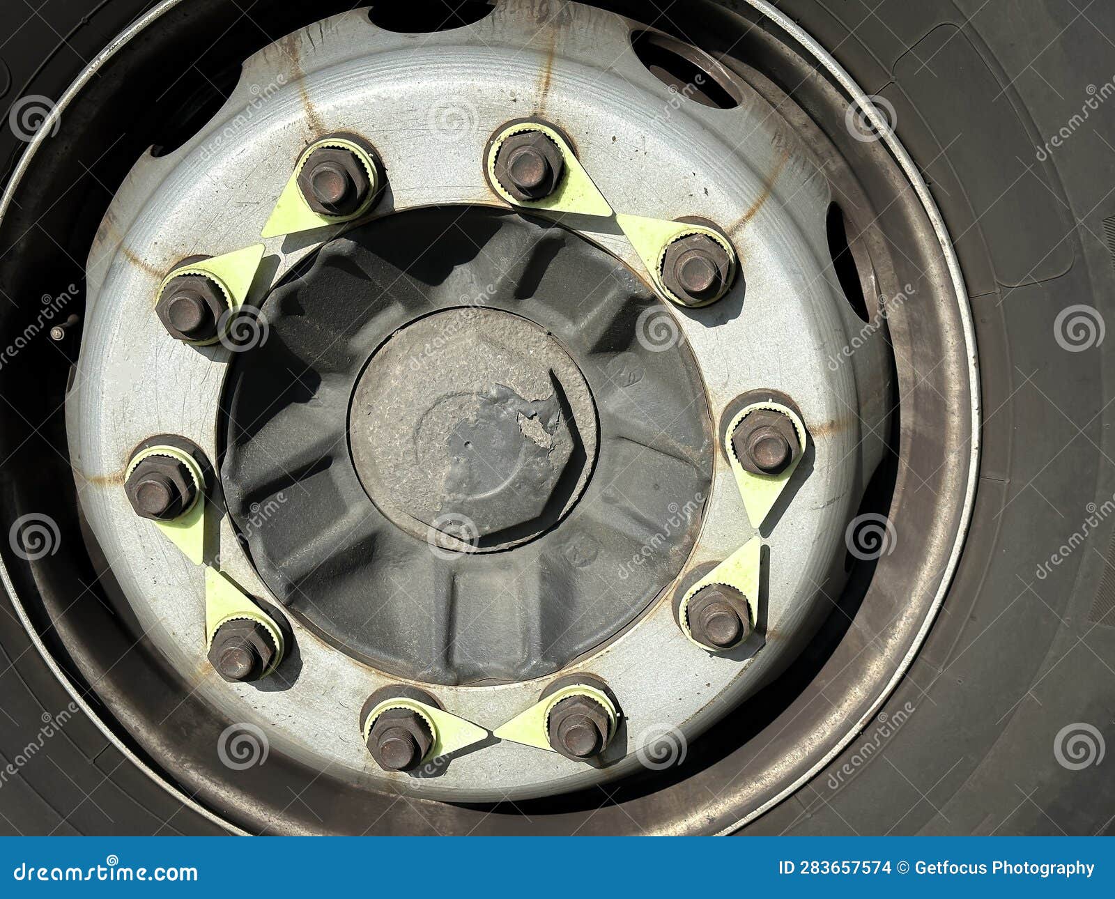 Truck wheel and tire stock photo. Image of defects, tyre - 283657574