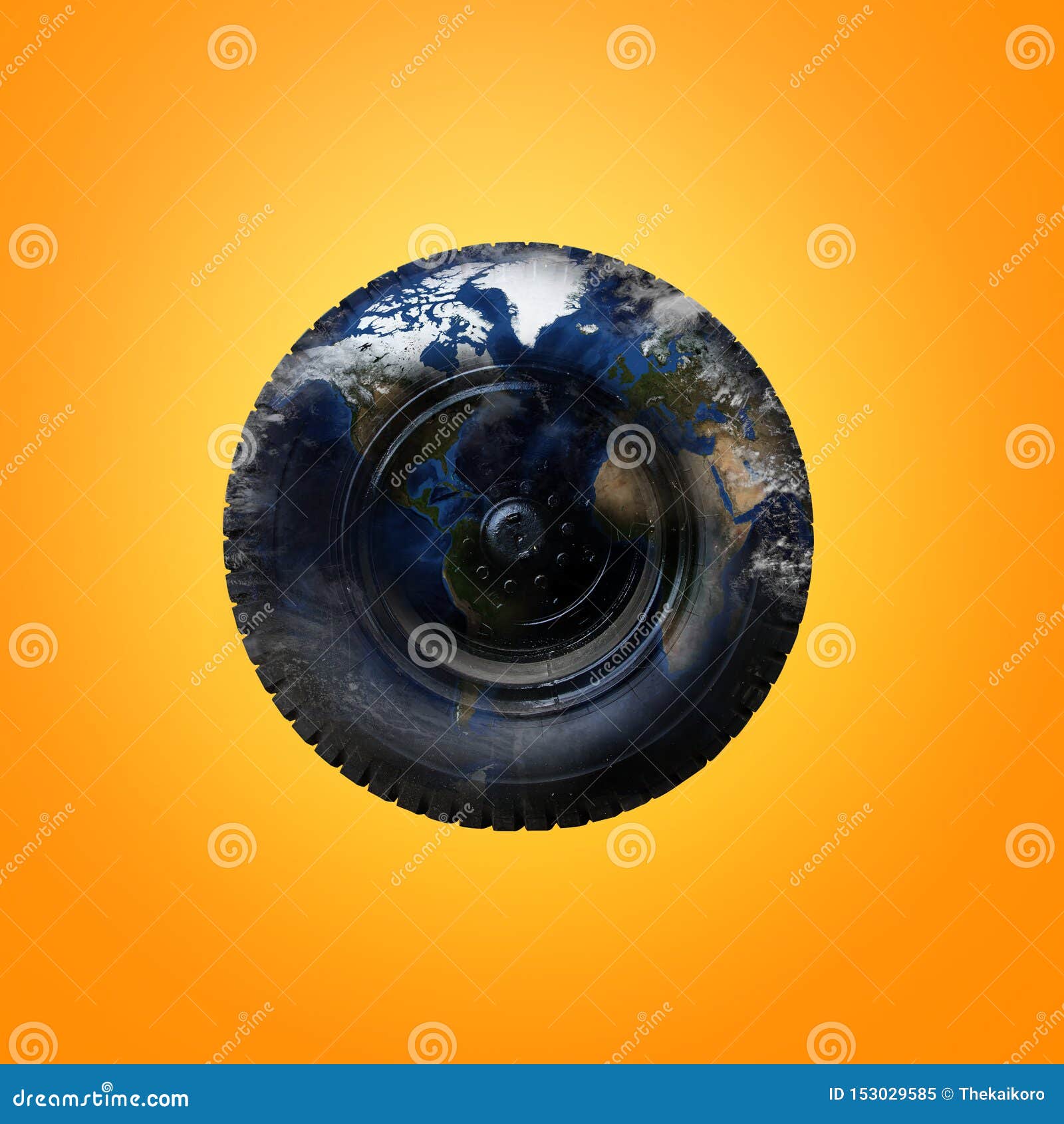 Truck Wheel and Tire with World Map and Cloud Image Source from NASA ...