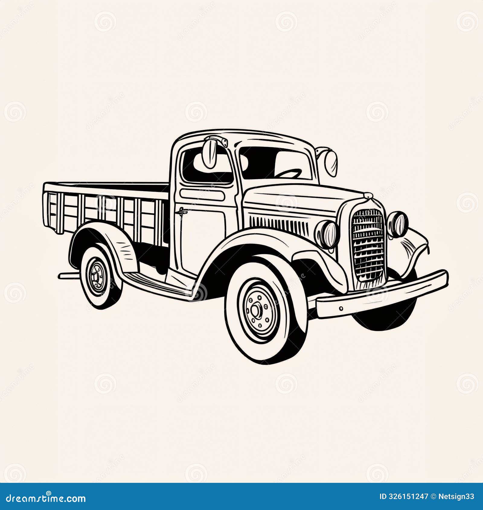 Truck with White Wheels - a Drawing of a Truck Stock Illustration ...