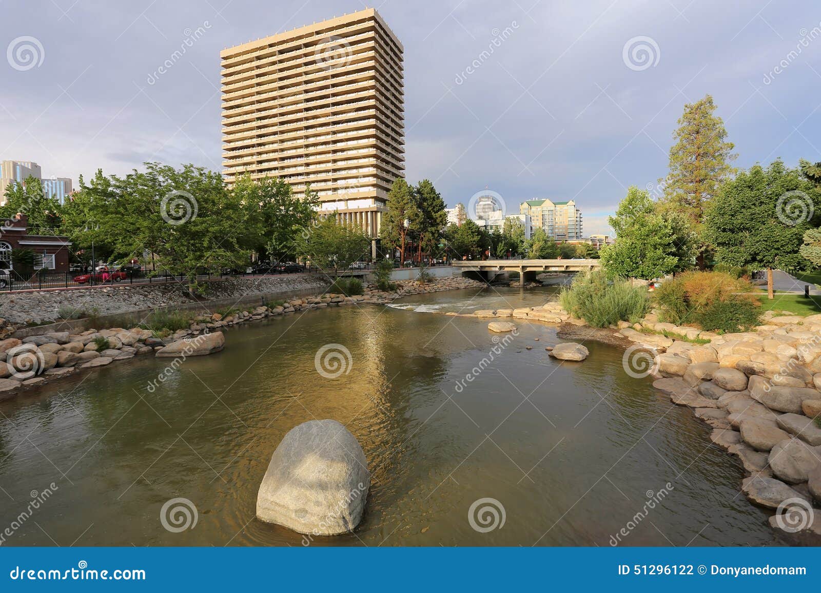Truckee River in Downtown Reno, Nevada Stock Photo - Image of promenade ...