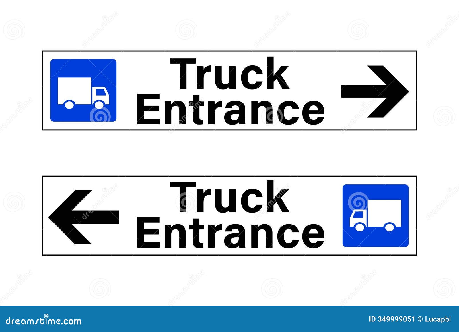 Truck Entrance Signs. Rectangle Shape with Symbol, Text and Directional ...