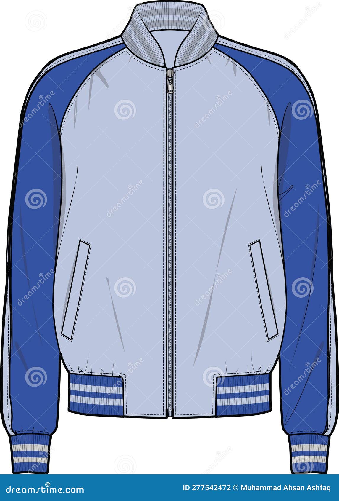 Unisex Biker Jacket Fashion Flat Technical Drawing Template Vector