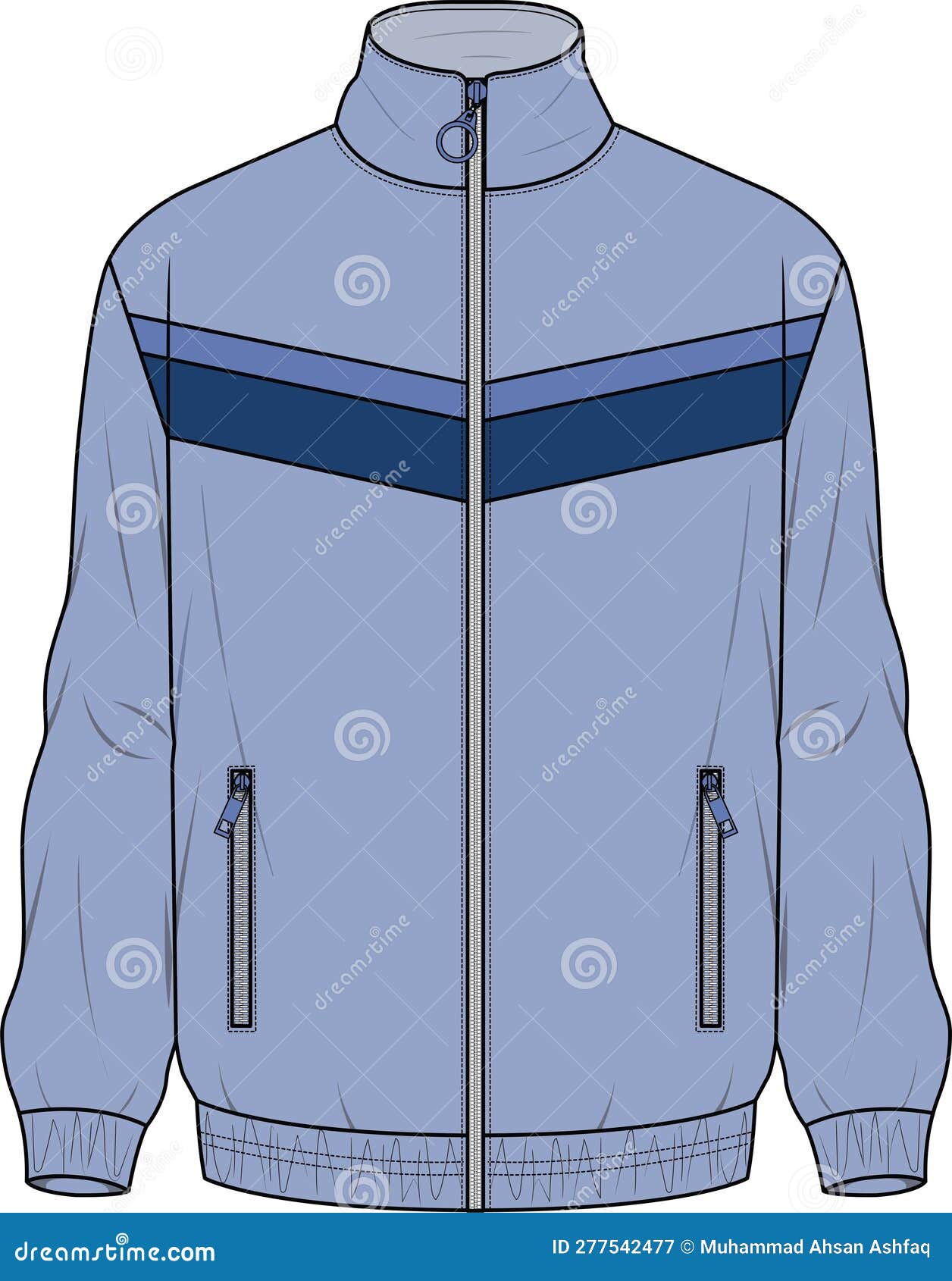 Unisex Biker Jacket Fashion Flat Technical Drawing Template Vector