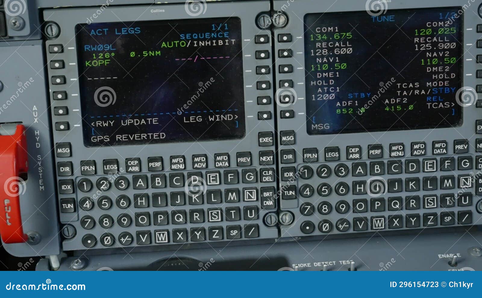 Trucking Shot of Pilot S Control Display Units Inside Jet Cockpit ...
