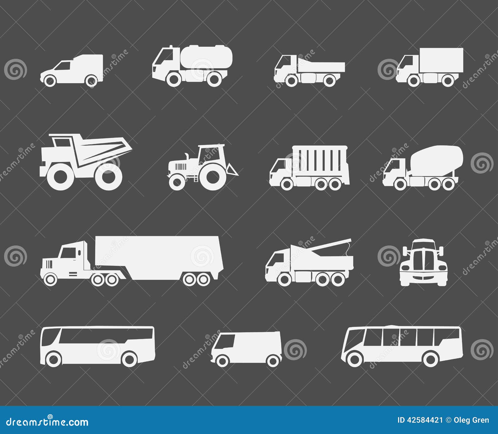 Trucks and buses icons stock vector. Illustration of automobile - 42584421