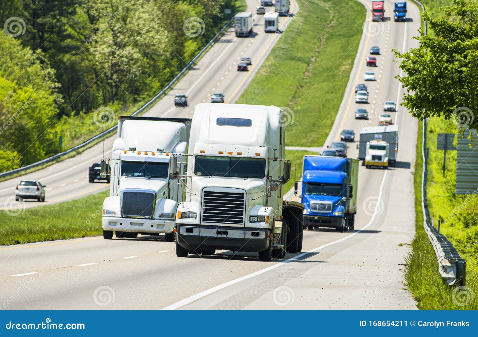 Trucks on a Busy Highway REWORKED Stock Image - Image of delivery ...