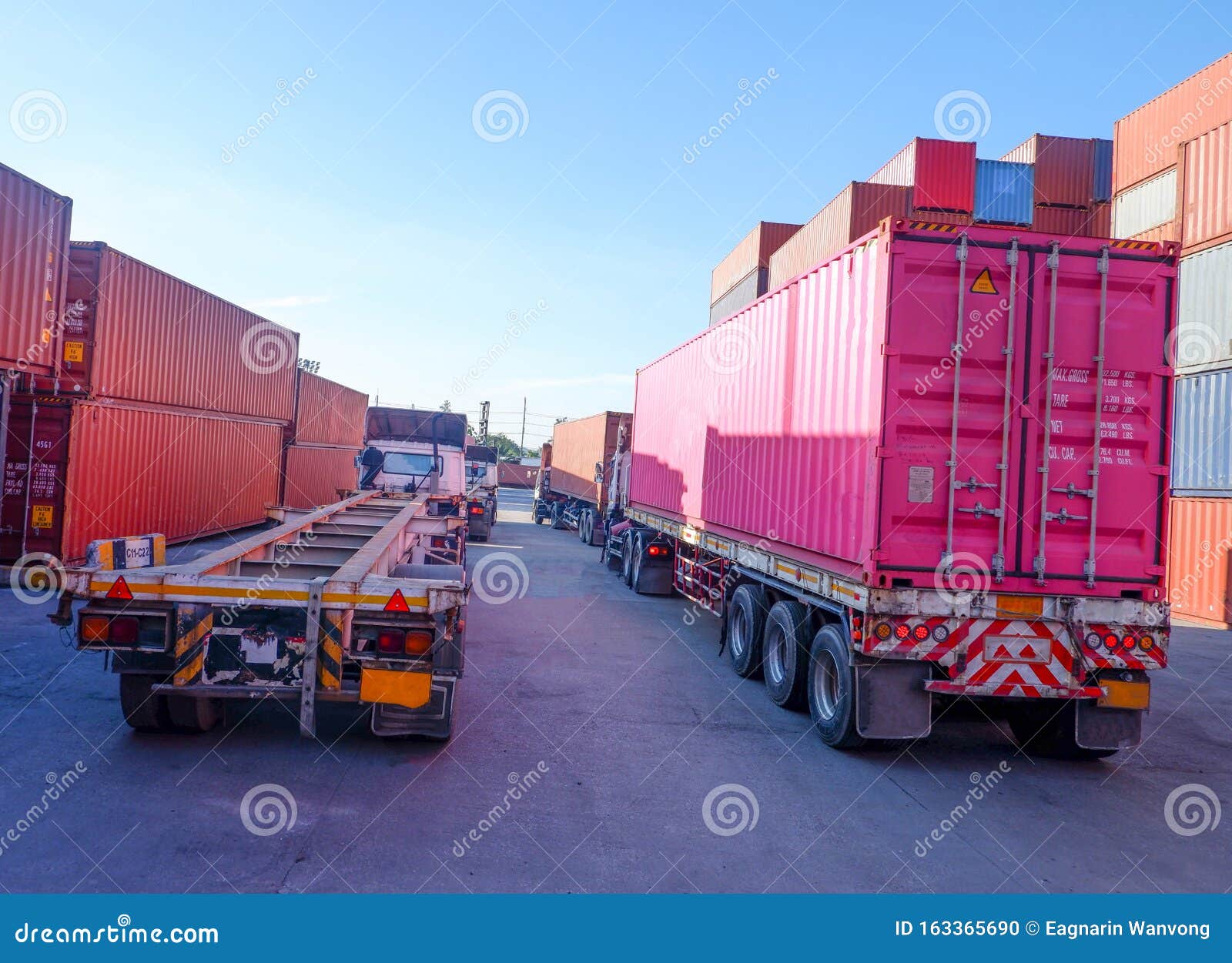 Trucks Come To Wait for Containers in the Boat Editorial Image - Image ...