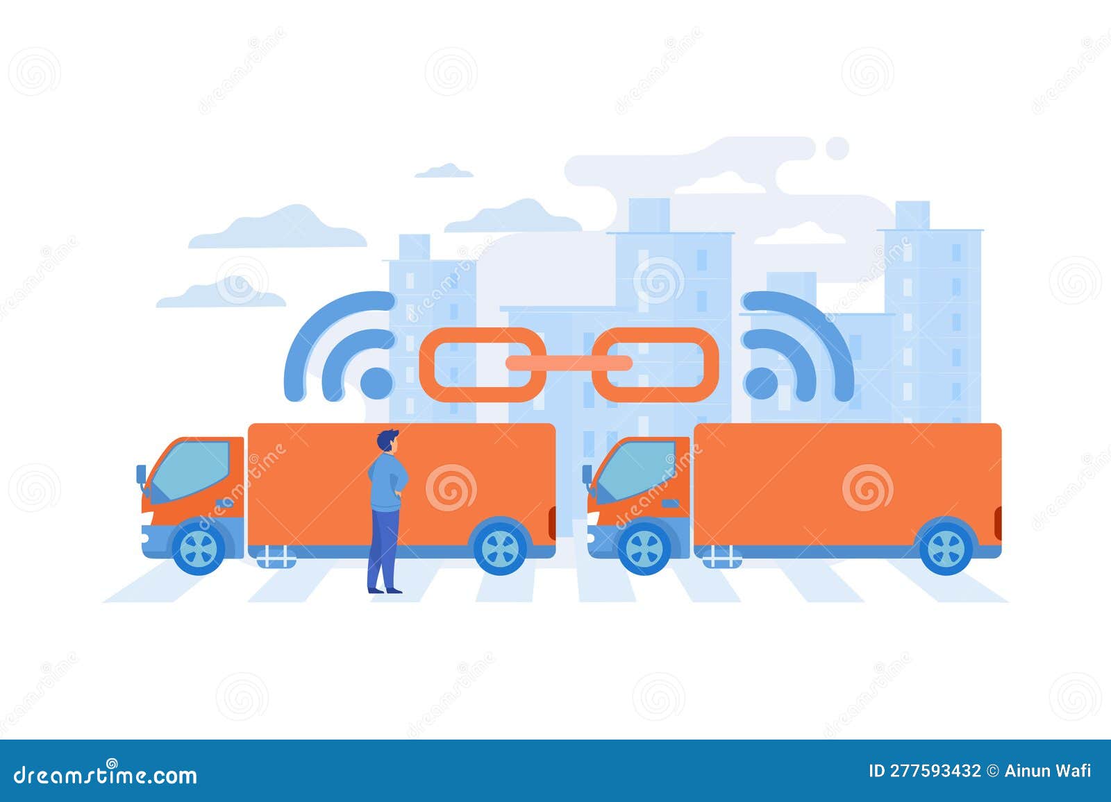 Trucks Connected into Platoon with Connectivity Technologies. Truck ...