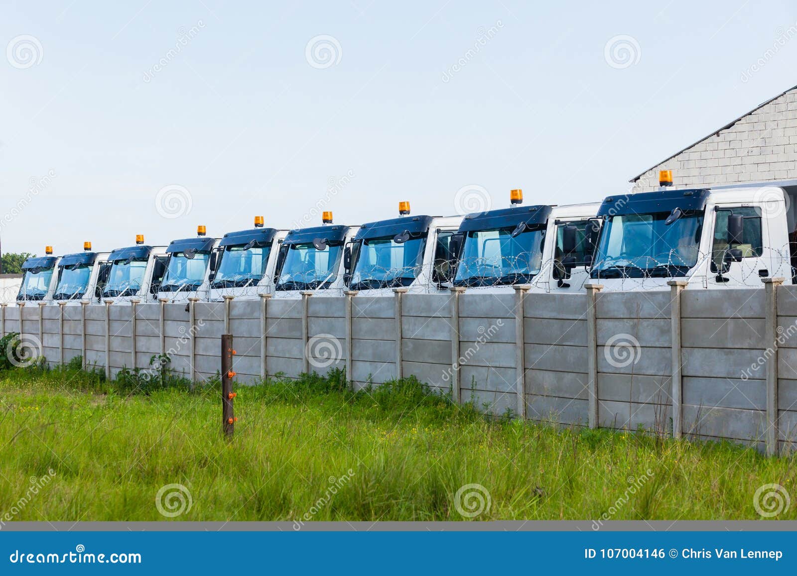 Trucks Construction Vehicles Yard Stock Photo - Image of parked ...
