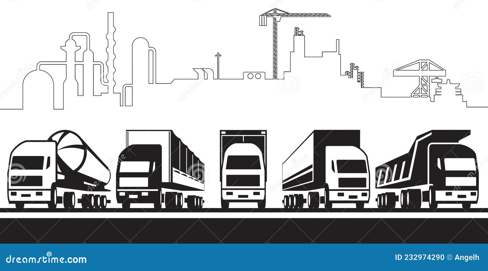Trucks for Different Industries Stock Vector - Illustration of fuel ...