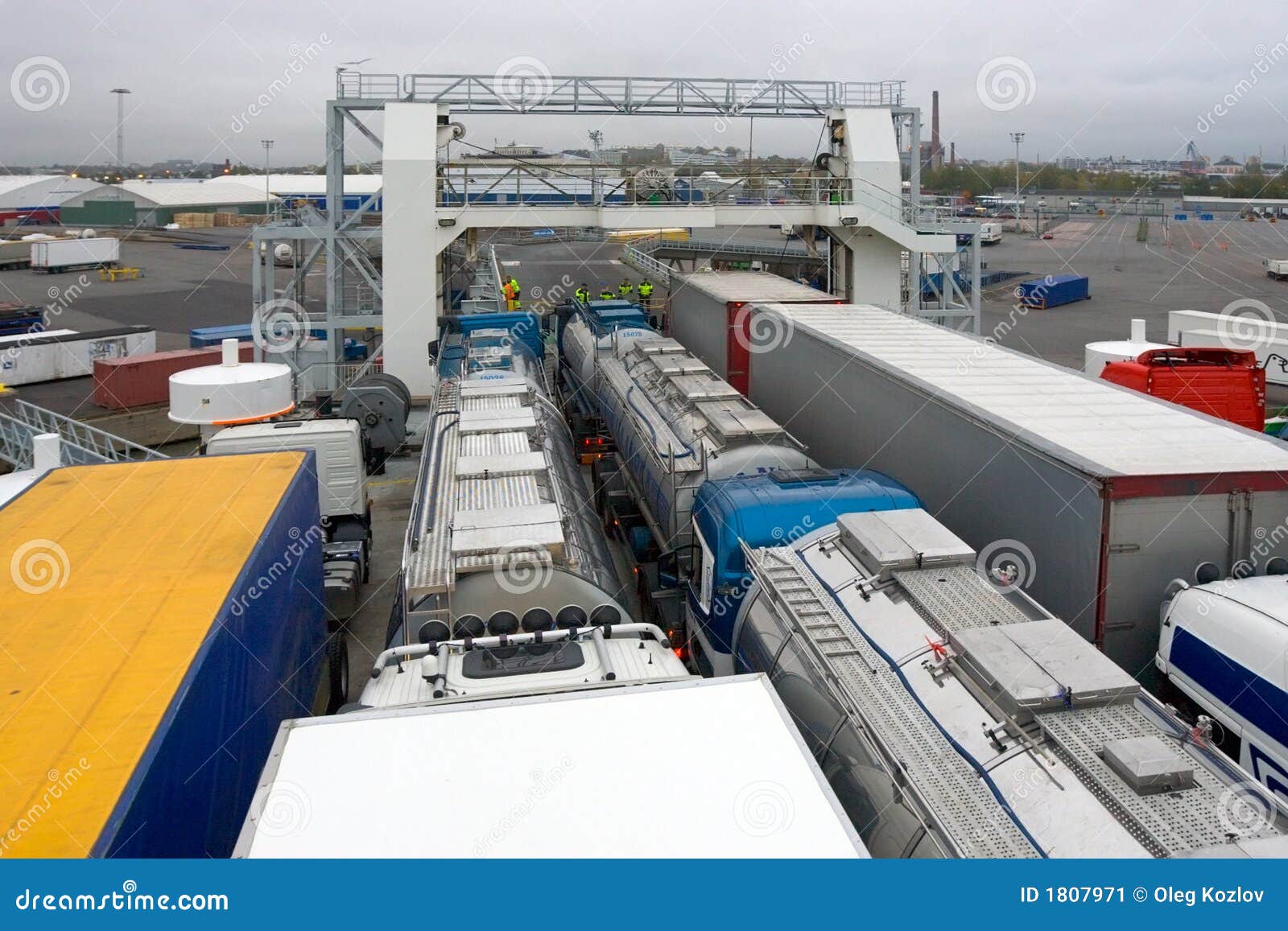 Trucks on ferry stock image. Image of busy, loading, gate - 1807971