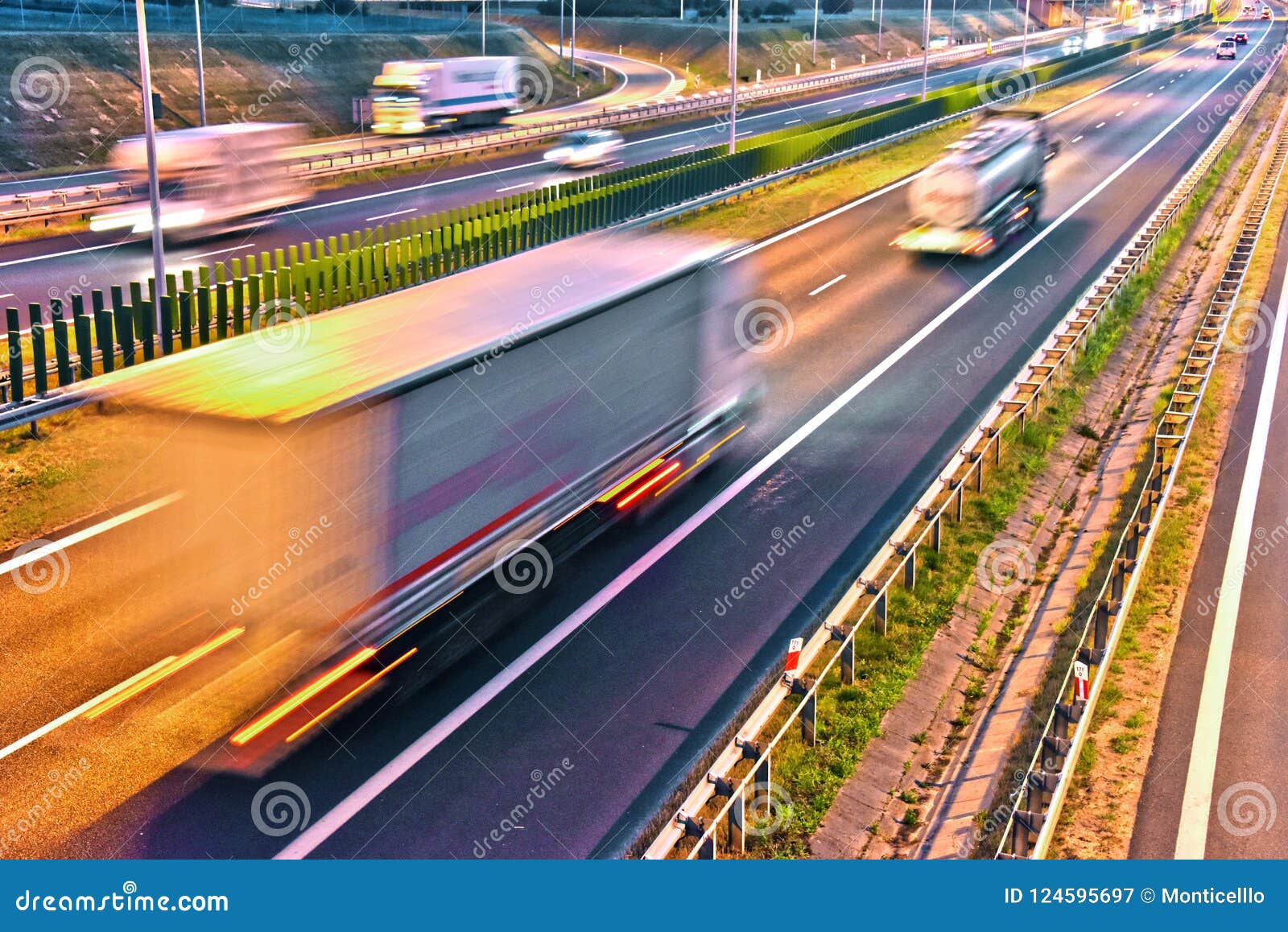 Trucks on Four Lane Controlled-access Highway in Poland Stock Image ...