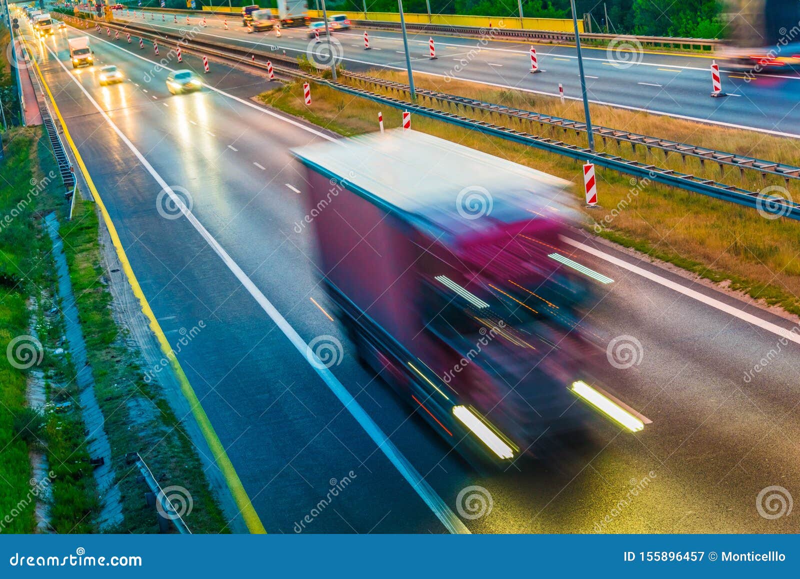 Trucks on Four Lane Controlled-access Highway in Poland Stock Image ...