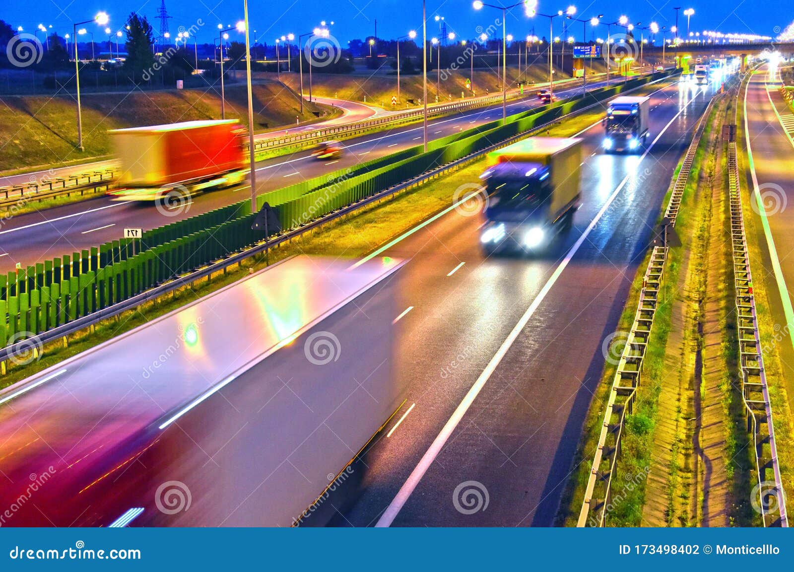 Trucks on Four Lane Controlled-access Highway in Poland Stock Photo ...