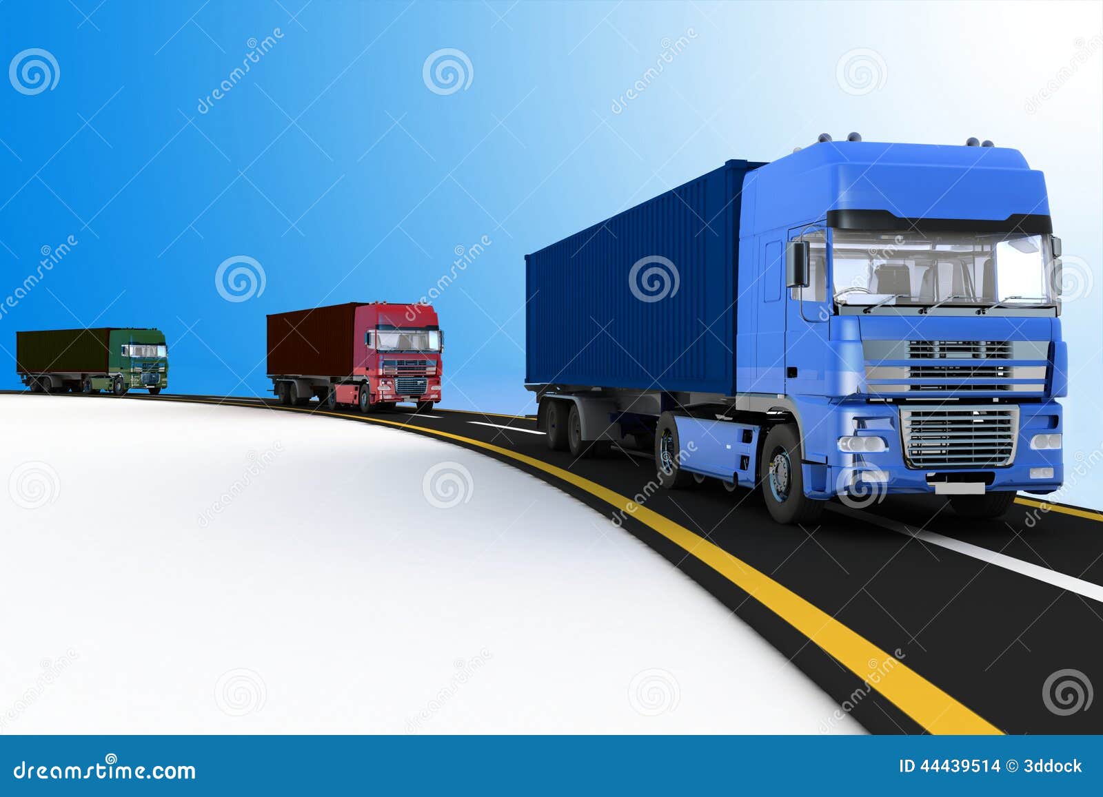 Trucks on Freeway. Concept of Logistics, Delivery and Transporting ...