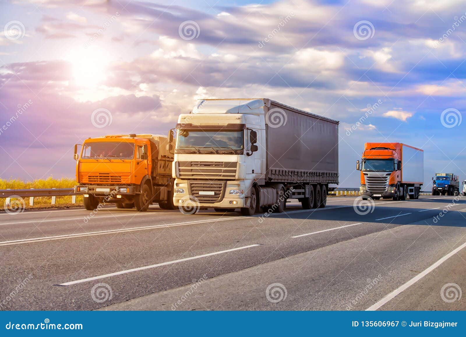 Trucks goes on highway stock image. Image of motion - 135606967