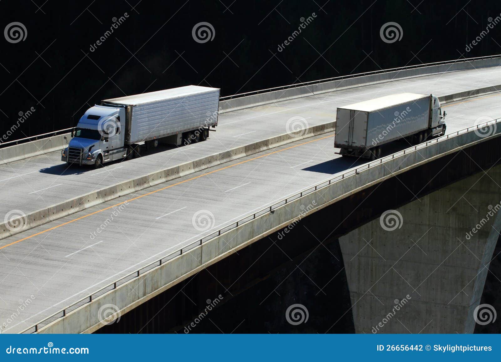 Trucks on a High Level Bridge 02 Stock Photo - Image of tractor ...