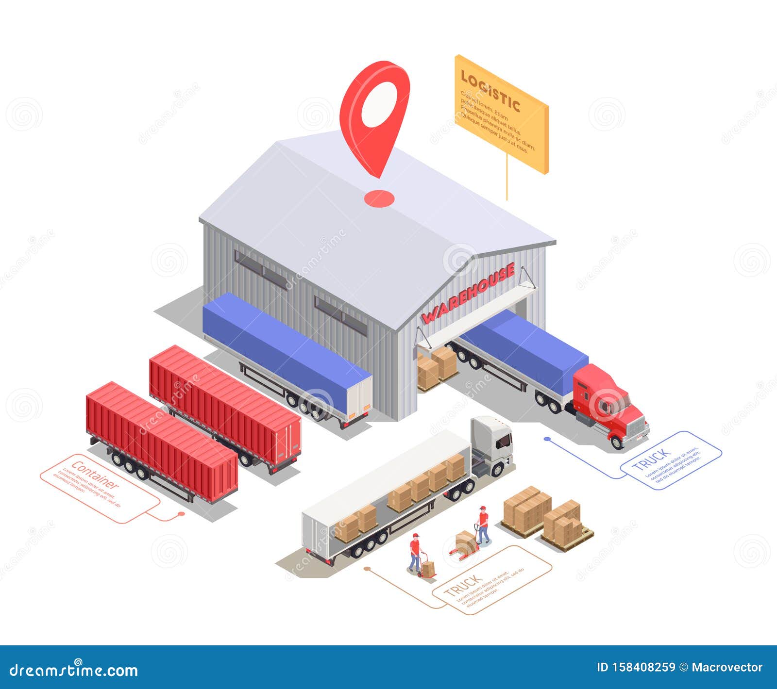 Trucks Isometric Composition Stock Vector - Illustration of fast, goods ...