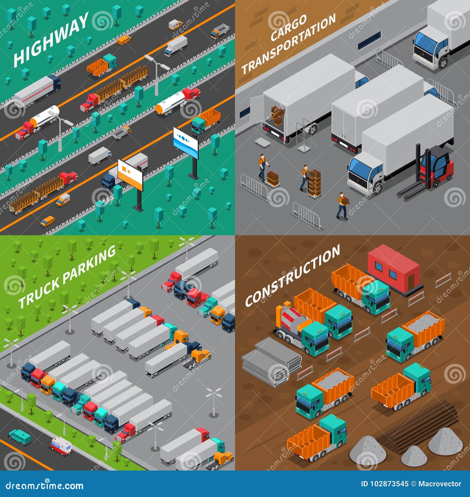 Trucks Isometric Design Concept Stock Vector - Illustration of carrier ...